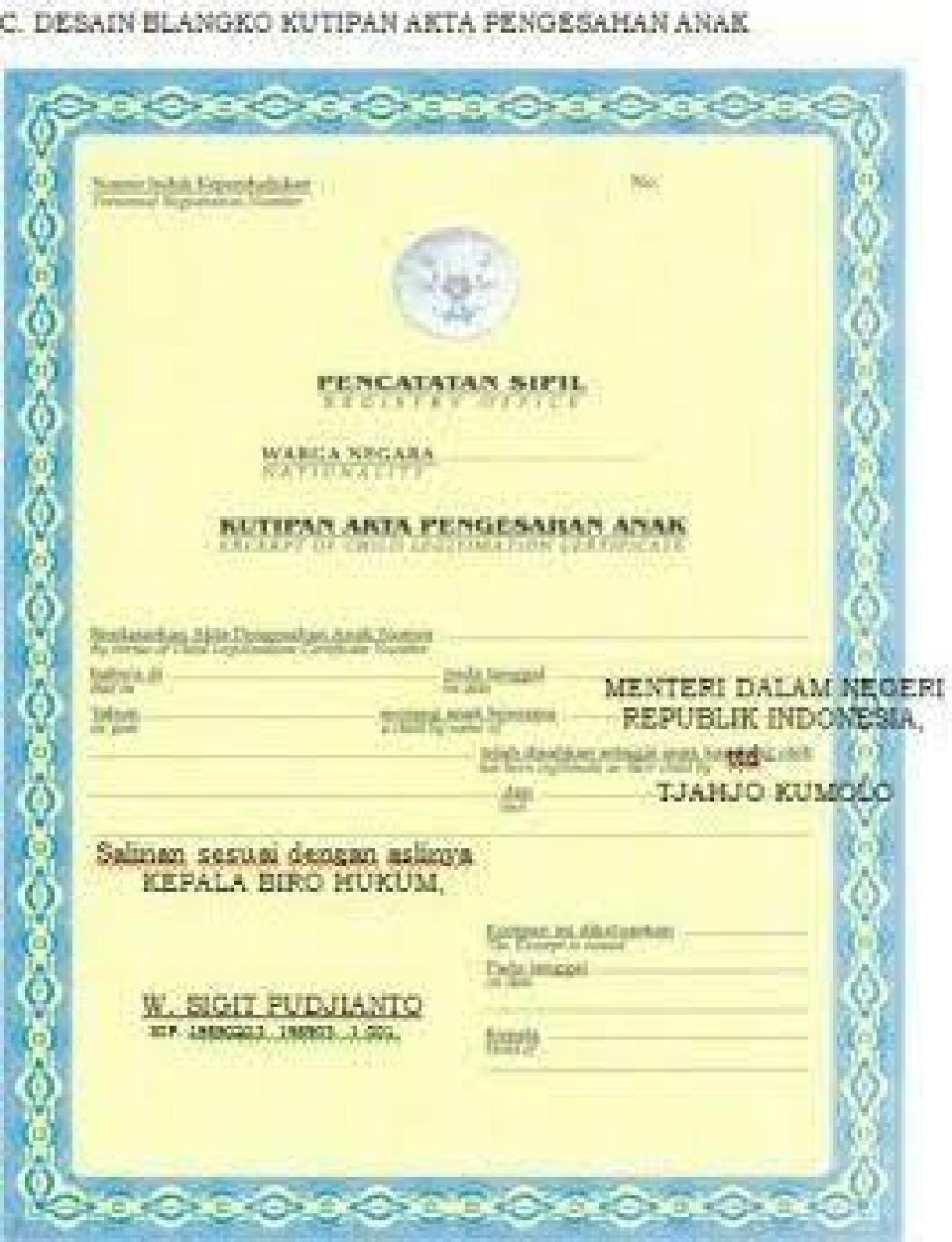 PERSYARATAN PERMOHONAN AKTA PENGESAHAN ANAK - Website Kalurahan SELOPAMIORO